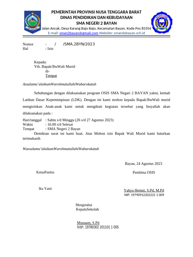 Surat Izin LDK | PDF