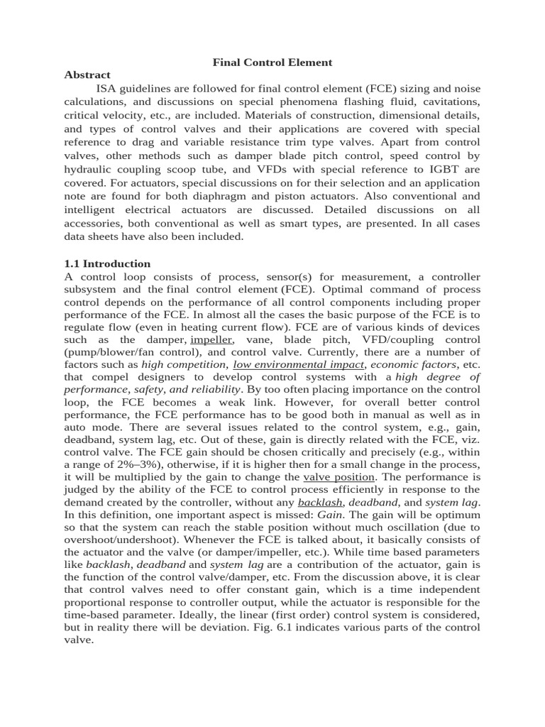 Final Control Elements | PDF