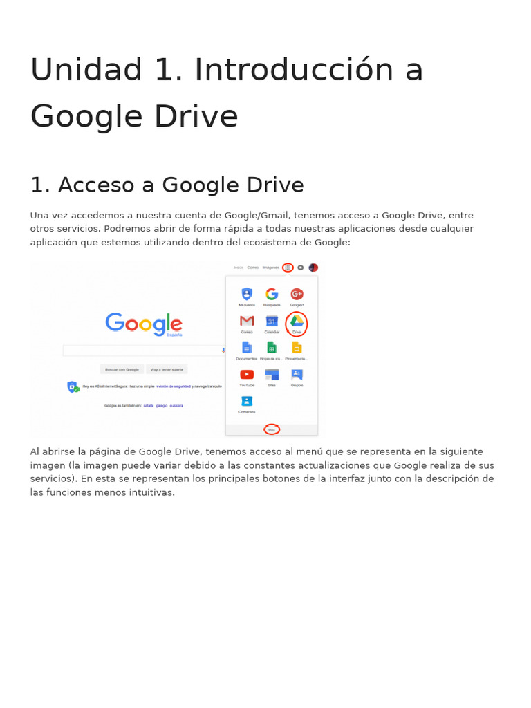 Unidad 1 Introduccion A Google Drive | PDF