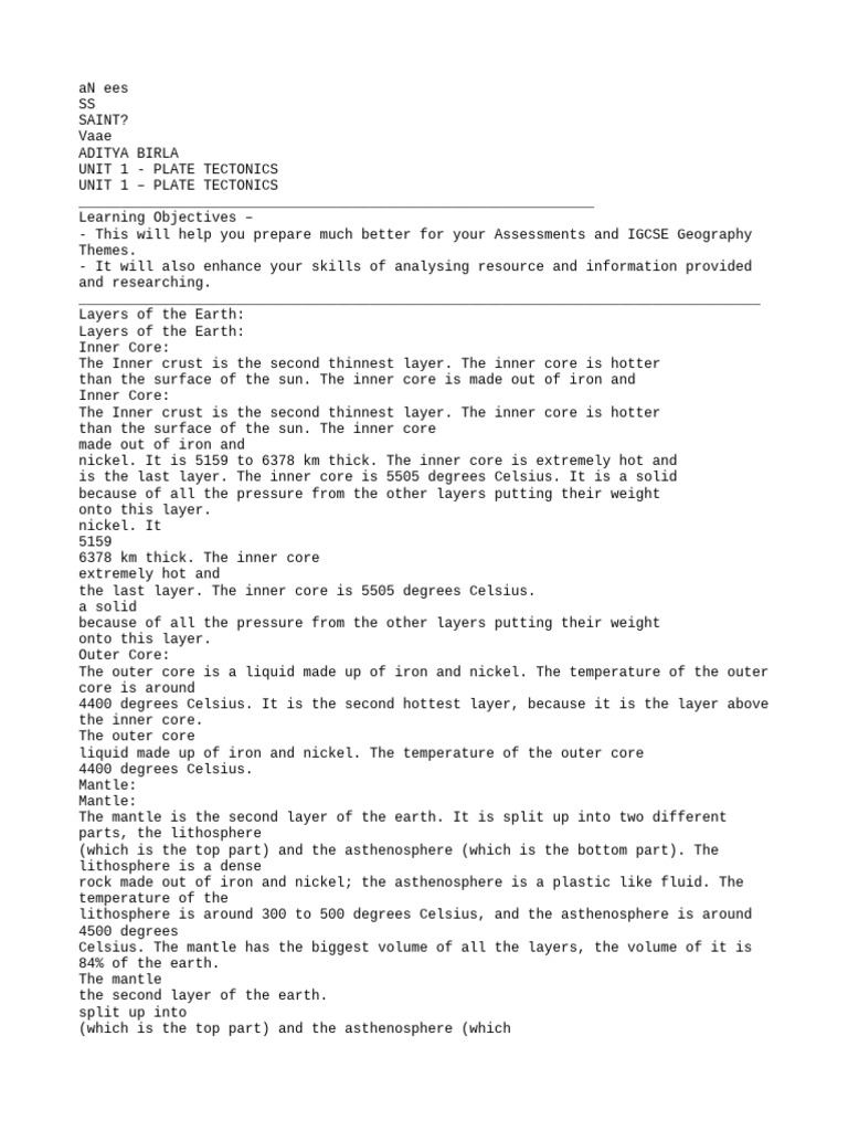Handout On Plate and Volcanos | PDF
