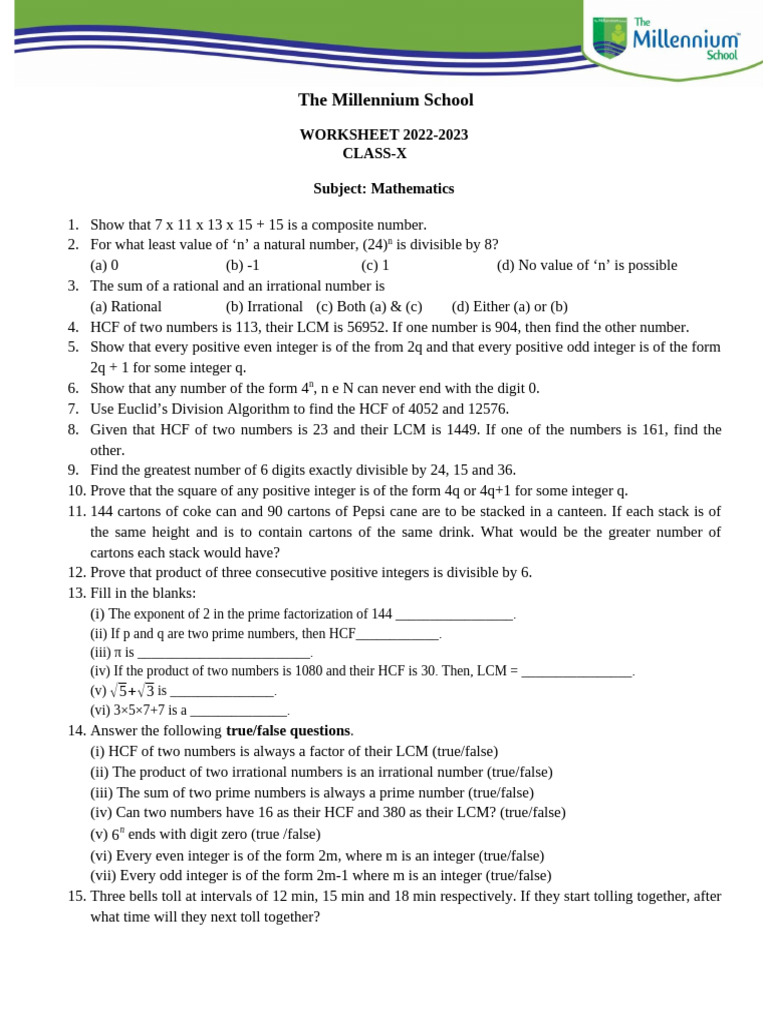 Class-10 Worksheets - Docx Mixed | PDF