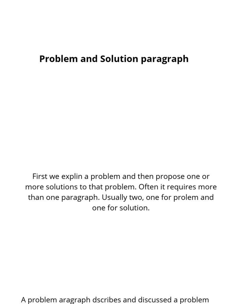 Problem and Solution Paragraph | PDF