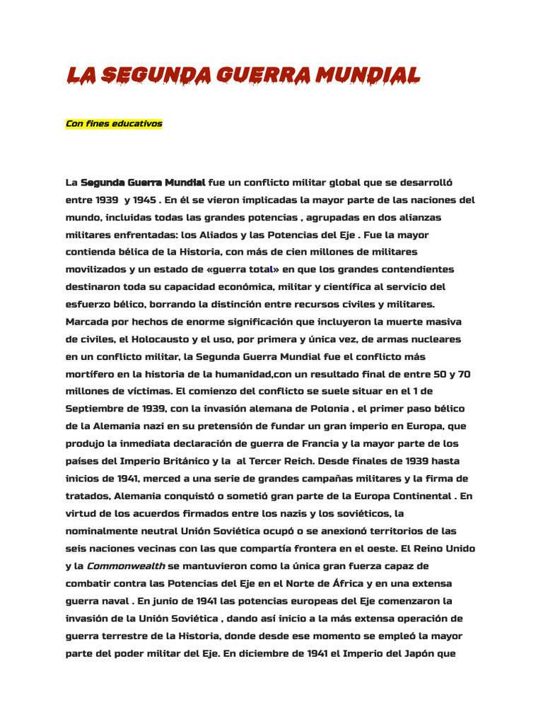 Historia de La Segunda Guerra Mundial | PDF
