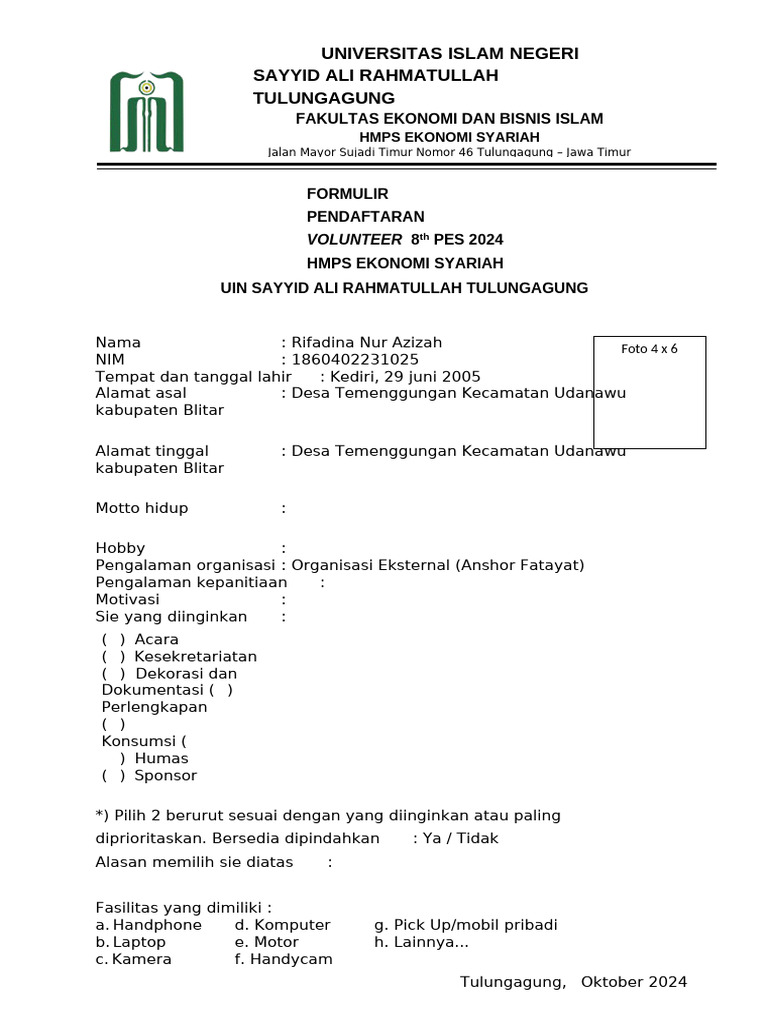 Berkas Volunteer | PDF