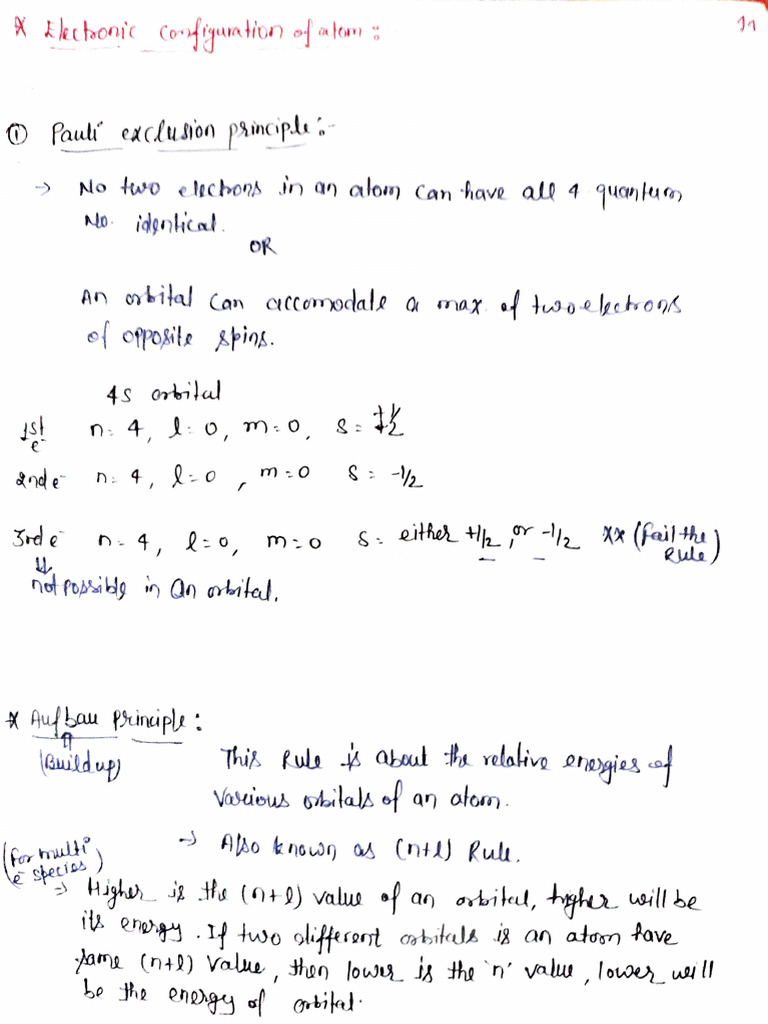 Electronic Configuration Notes | PDF