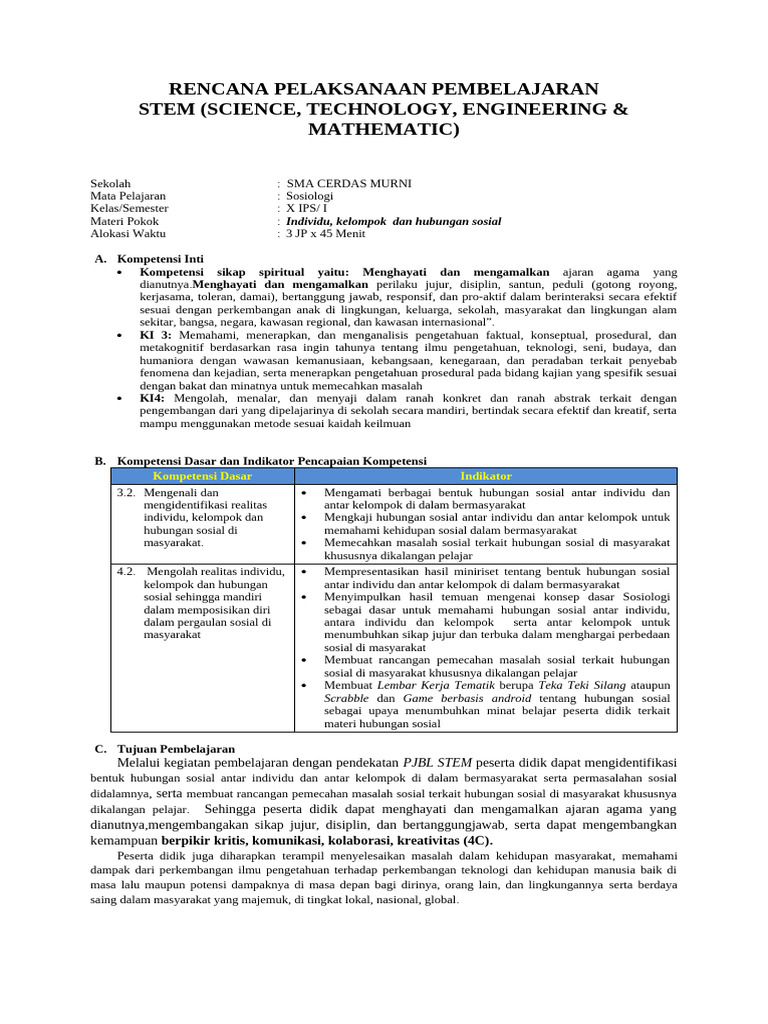 RPP Stem Besok | PDF