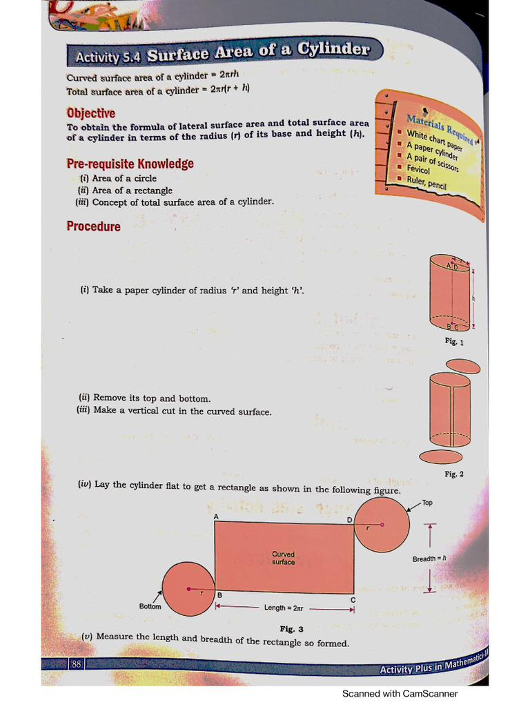 Sirface area of cylinder | PDF