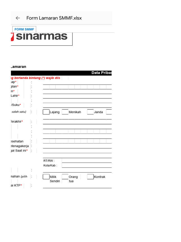 Form Lamaran SMMF - XLSX - Google Drive | PDF