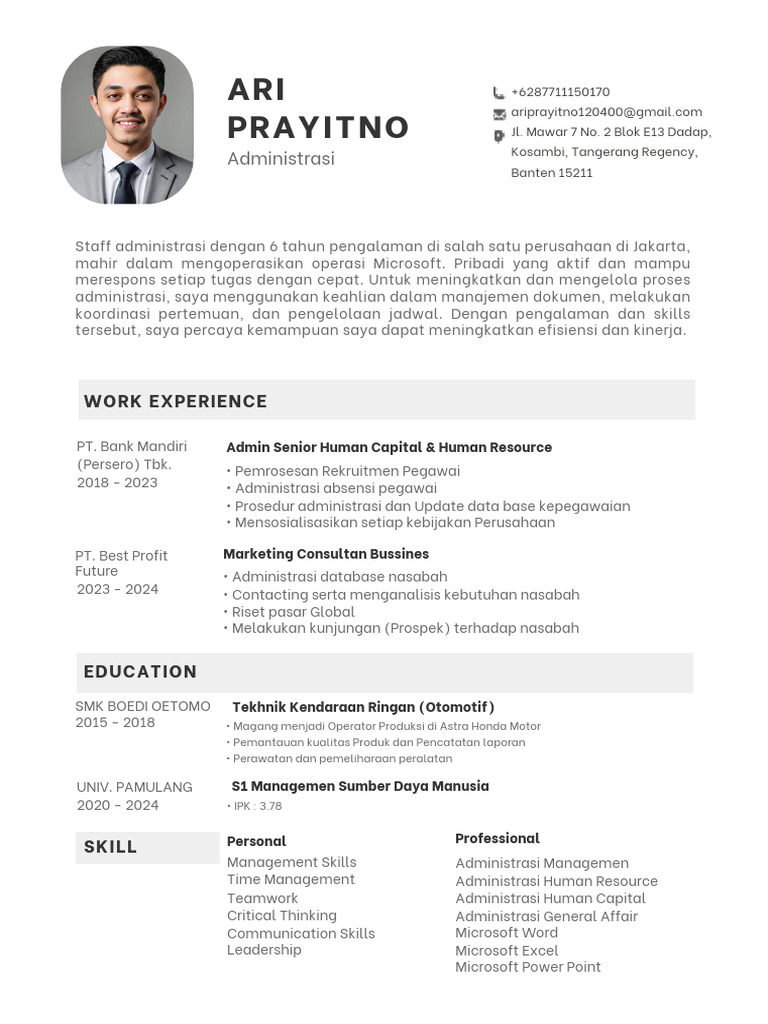 Cv. Ari Prayitno | PDF