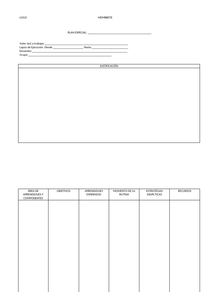 Modelo de plan especial GDC | PDF