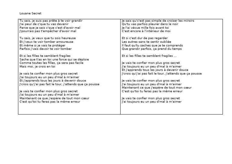 Secret Paroles | PDF