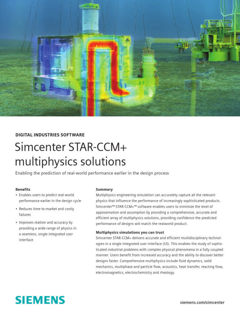 Siemens SW STAR-CCM+ Multiphysics Solutions - Fact Sheet | PDF