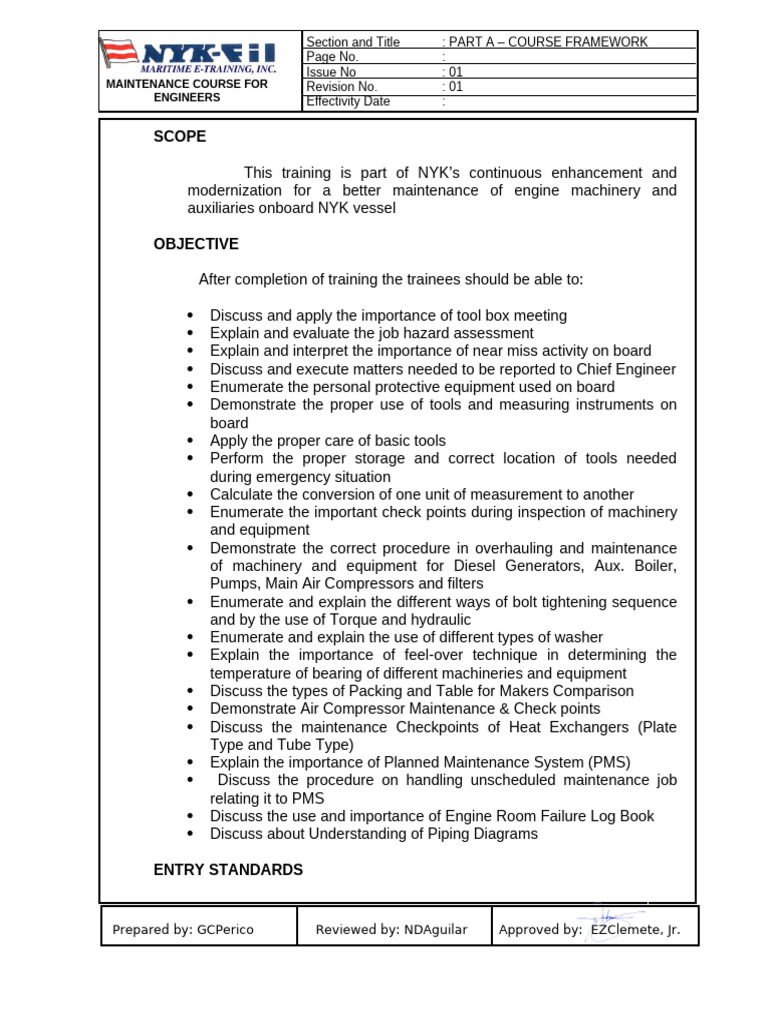 Part A - COURSE FRAMEWORK | PDF