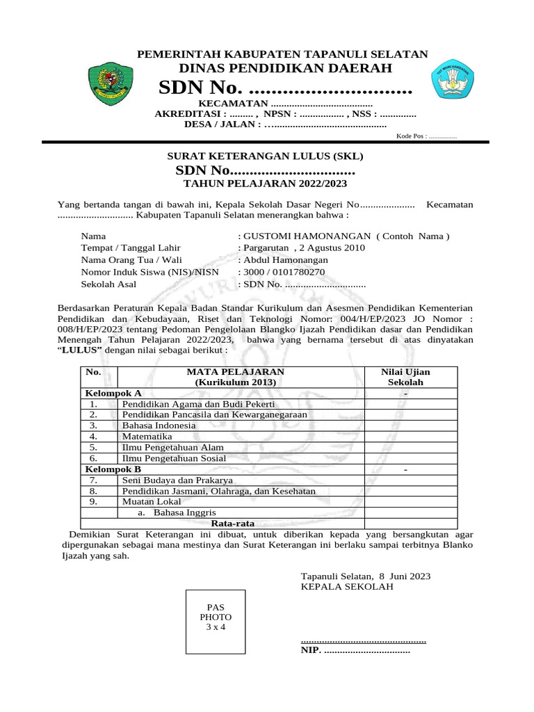 Format Contoh Skhu 2023 | PDF