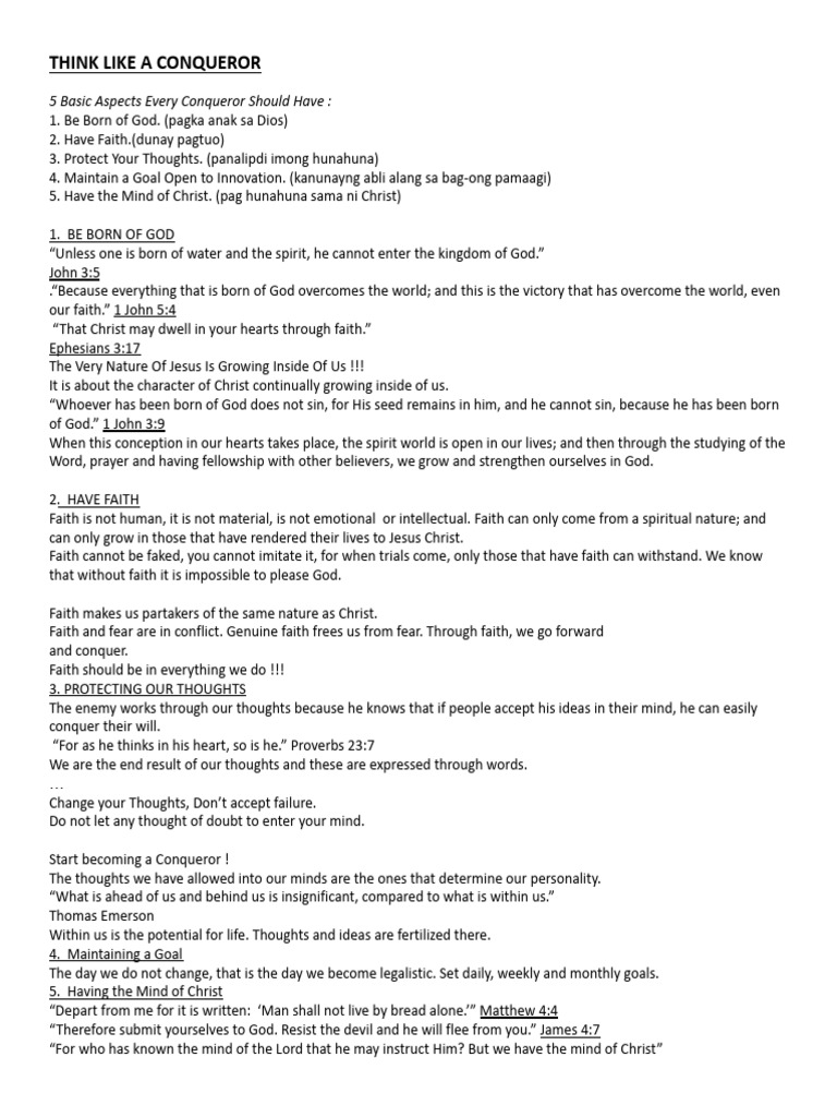 Lesson 9 - THINK LIKE A CONQUEROR | PDF