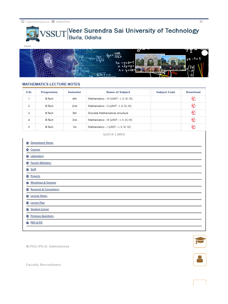 Lecture Notes Mathematics Pdf