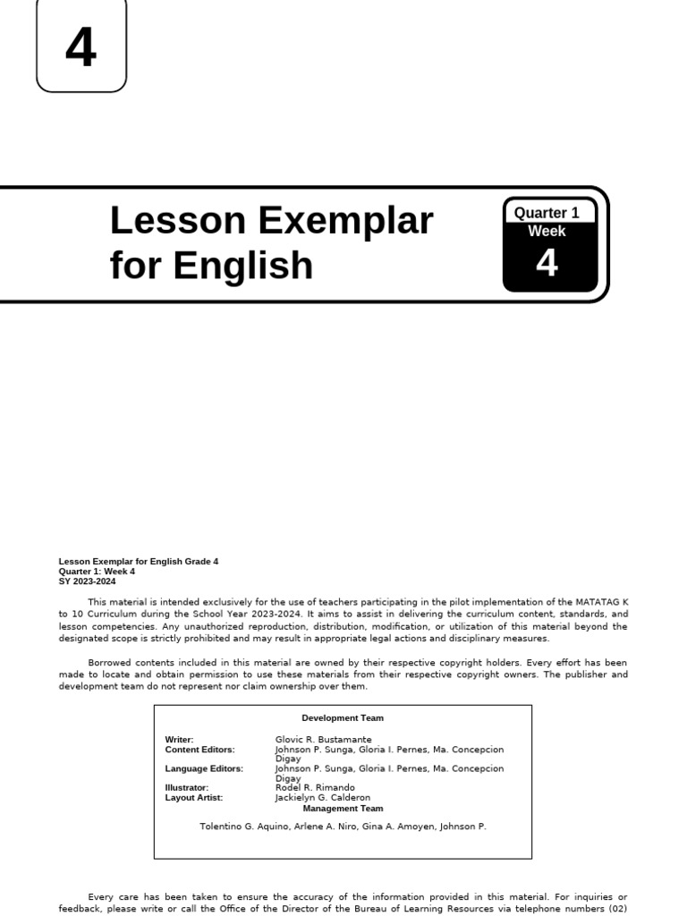 LE English4 Q1 Week4 v.2 BLR PD | PDF