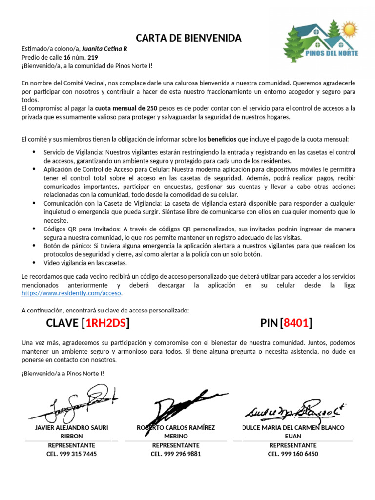 Carta de Bienvenida | PDF