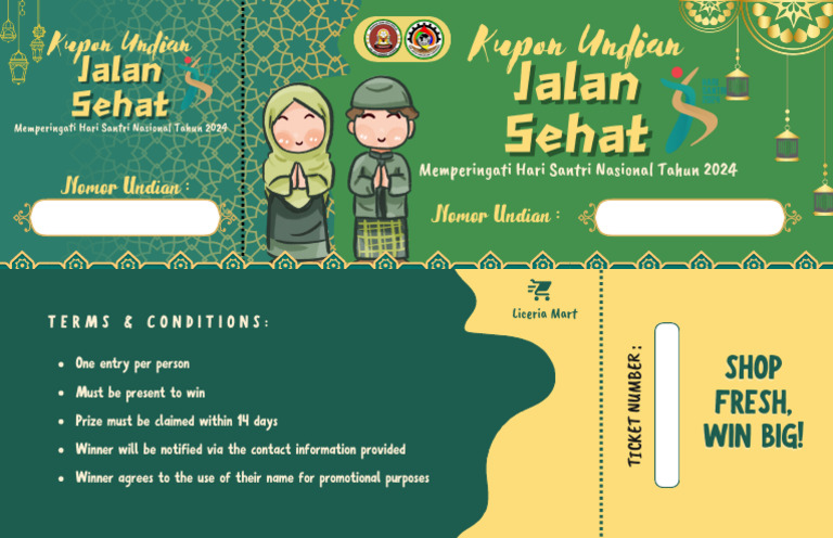 Dark Green and Yellow Modern Grocery Giveaway Raffle Ticket_20241015 ...