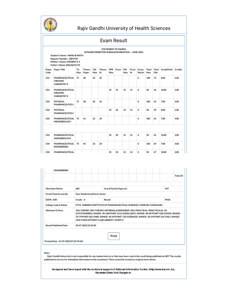3rd Sem EMS Result | PDF