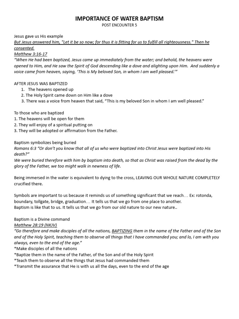 Lesson 5 - IMPORTANCE OF WATER BAPTISM | PDF | Baptism | Religion ...