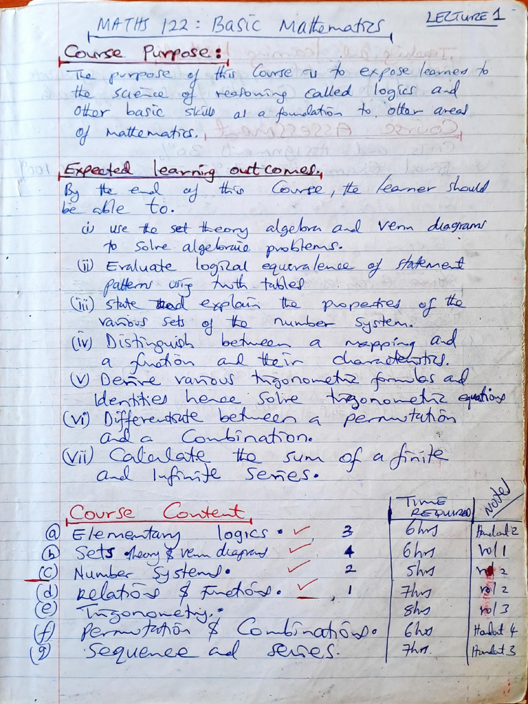 Math 122 Chapter 1-2024 | PDF