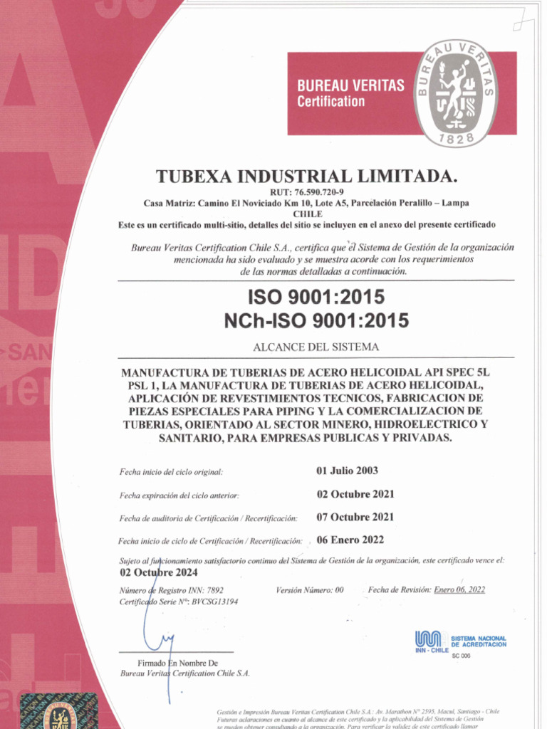 CERT ISO 9001 2015 VIGENCIA 2024 | PDF