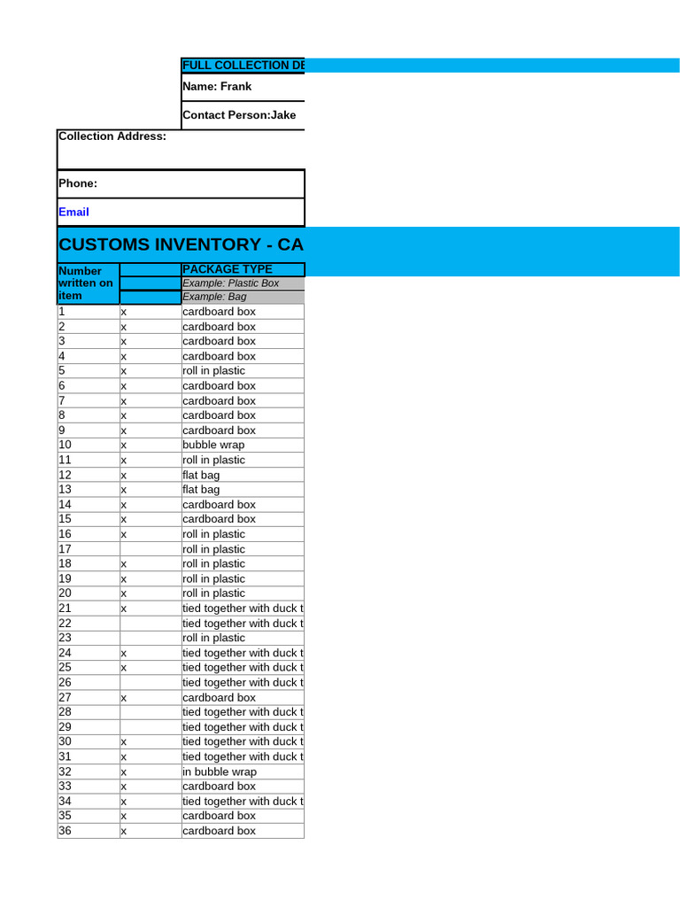 3 Customs Inventory Template 43 Pdf