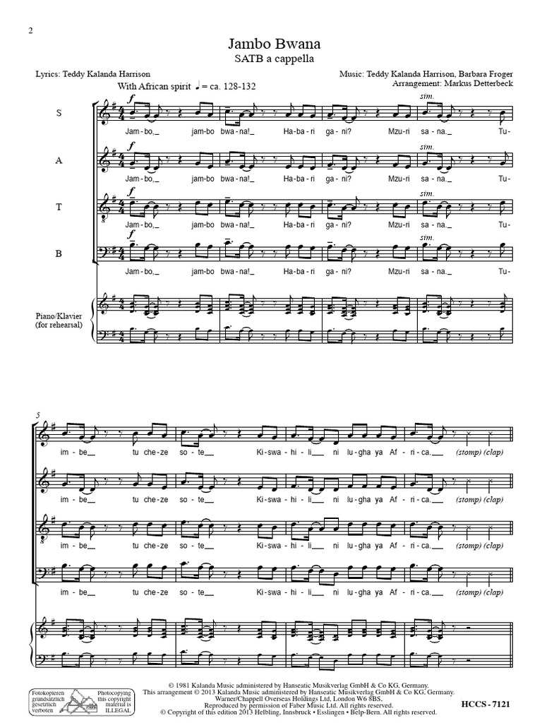 Jambo Bwana - SATB - LOW | PDF