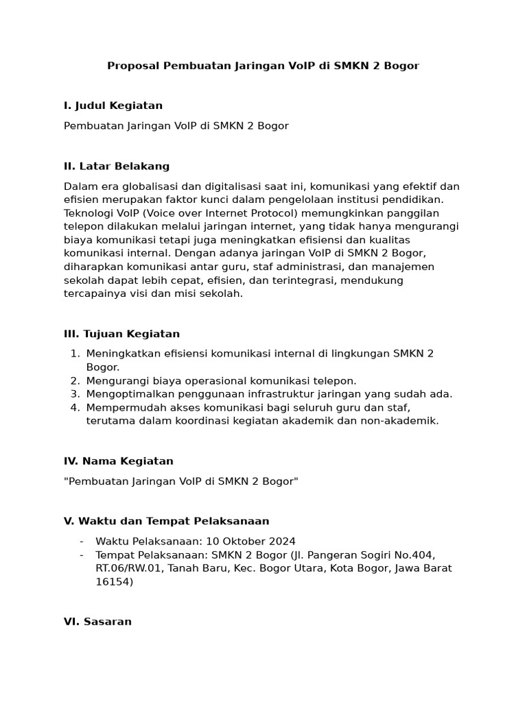 Proposal Pembuatan VoIP | PDF
