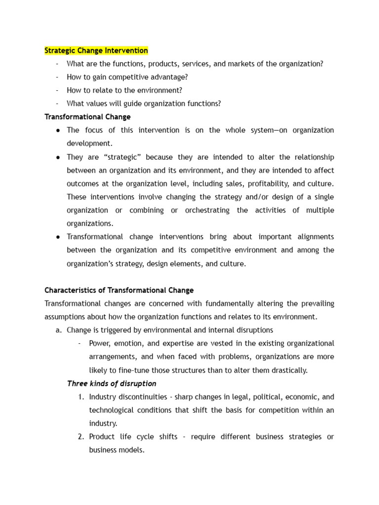 Strategic Change Intervention | PDF