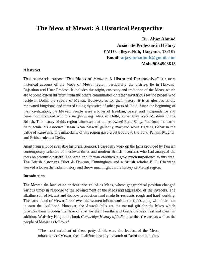 Meos of Mewat: Historical Insights | PDF | Achaemenid Empire | History