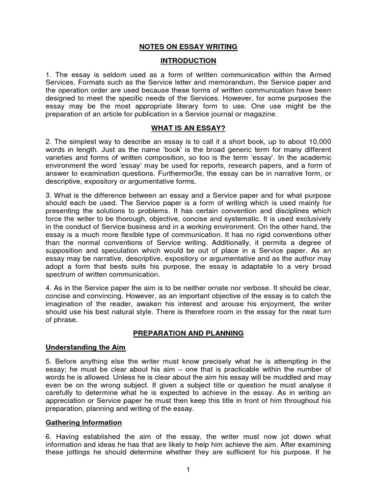Notes On Essay Writing | PDF