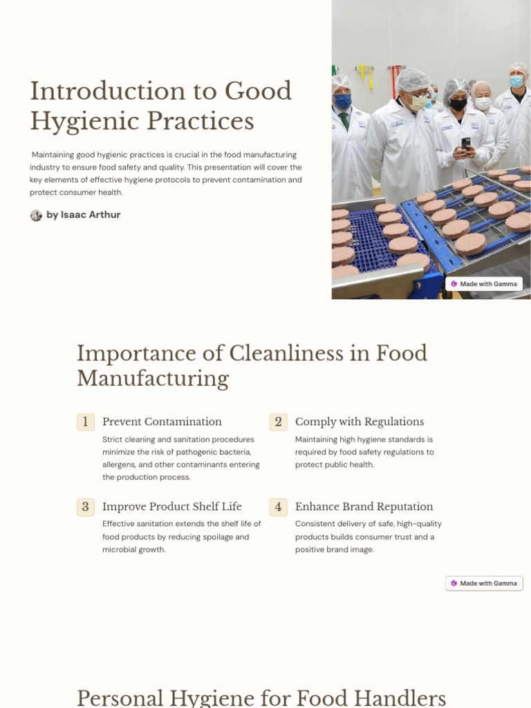 Introduction To Good Hygienic Practices | PDF | Food Safety | Wellness