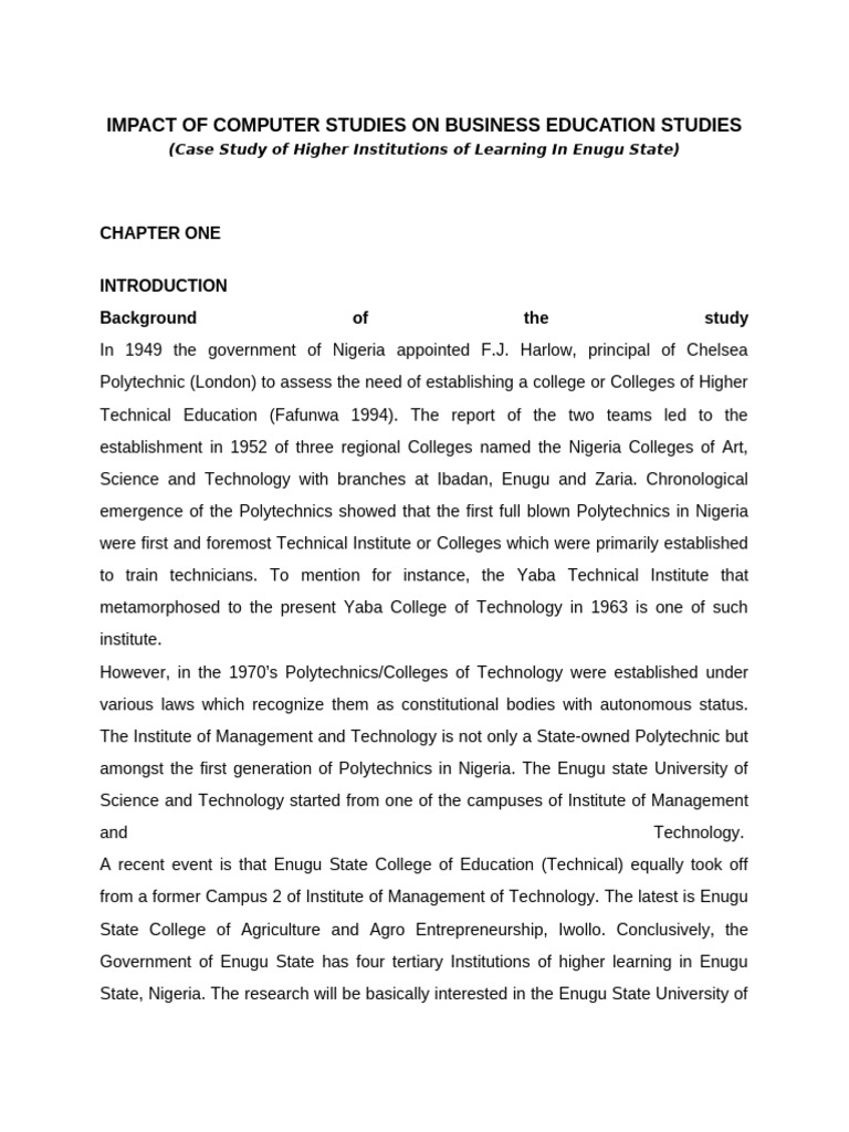 Impact of Computer Studies On Business e | PDF | Computing | Computers