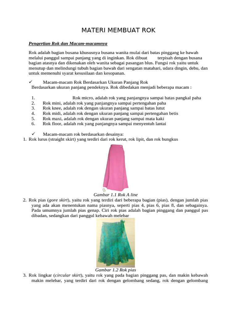 Materi Memotong Bahan Dan Membuat Rok | PDF