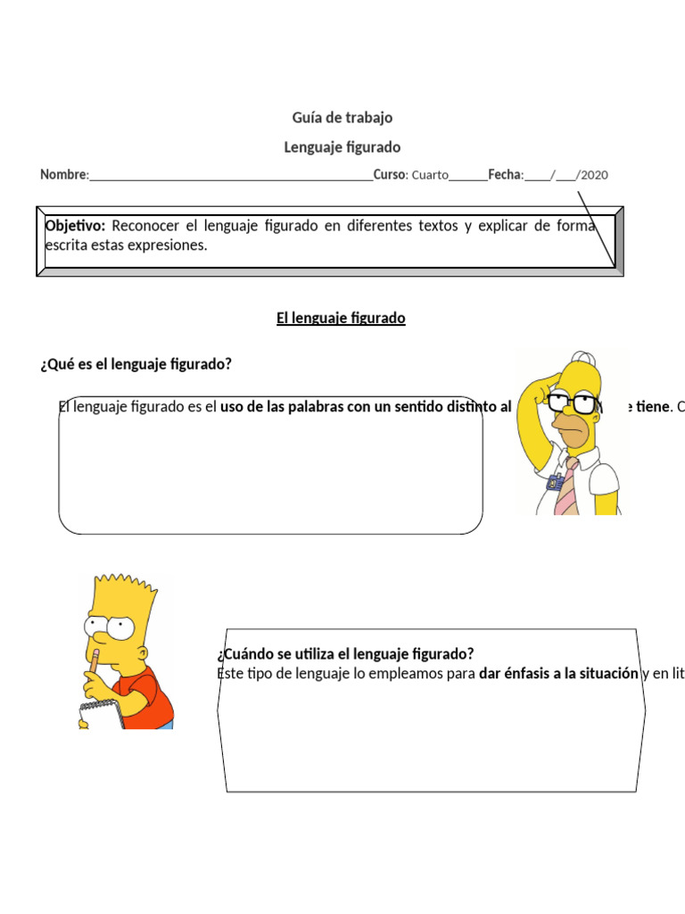 4° Básico Lenguaje Figurado | PDF