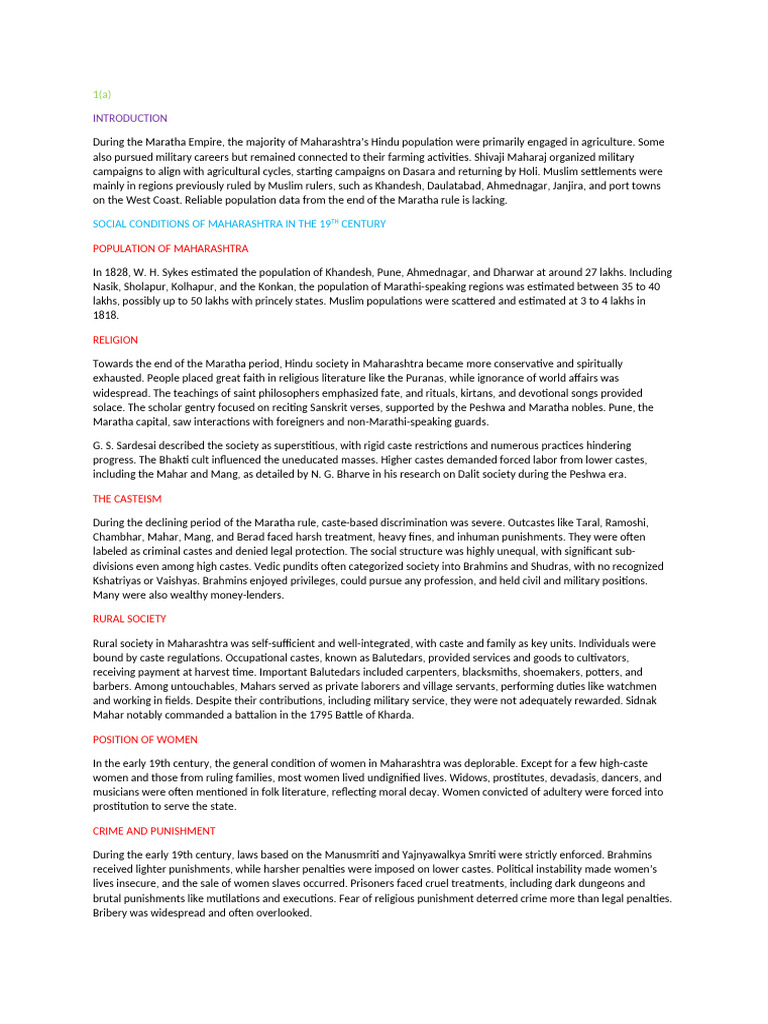 Notes (Modern Maharashtra) | PDF