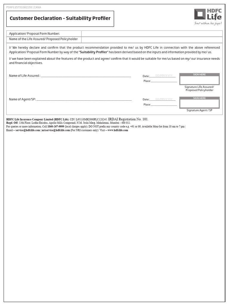 Customer Declaration Suitability Profiler - 4 | PDF