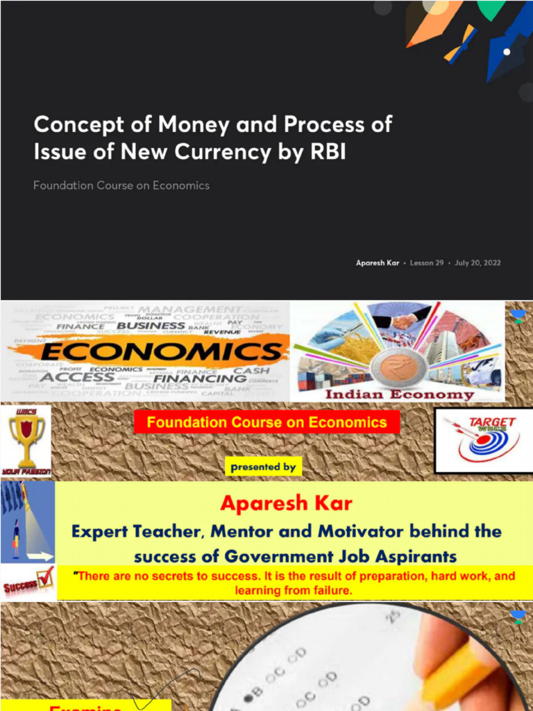 Concept of Money and Process of Issue of New Currency by RBI With Anno ...