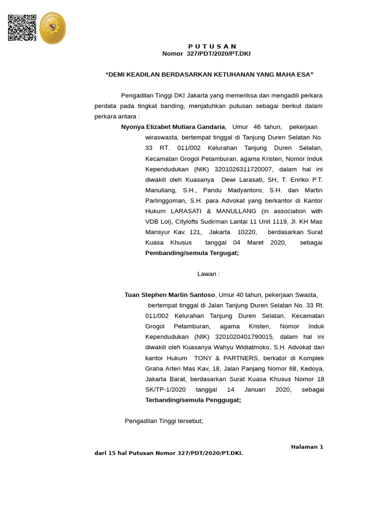 Putusan 327 PDT 2020 PT Dki 20240528155703 | PDF
