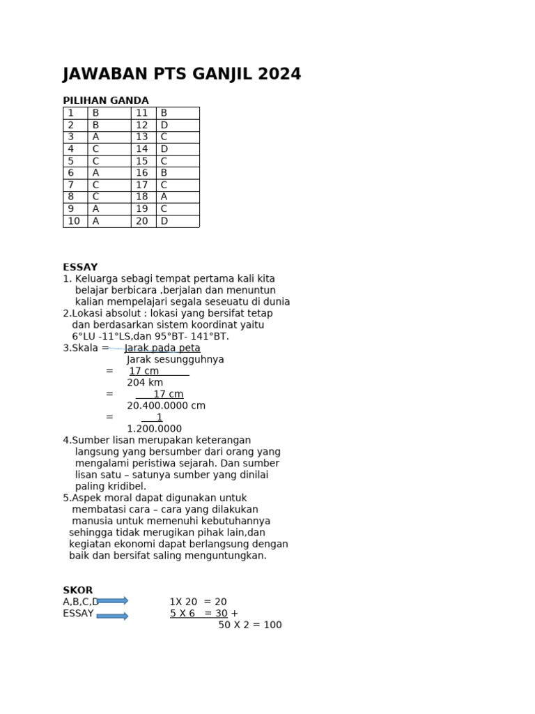 Jawaban PTS Ganjil Kelas Vii 2024 | PDF
