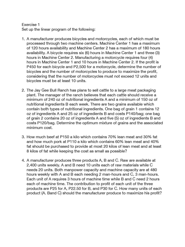 Exercise 2.1 (LP Model) | PDF | Technology & Engineering