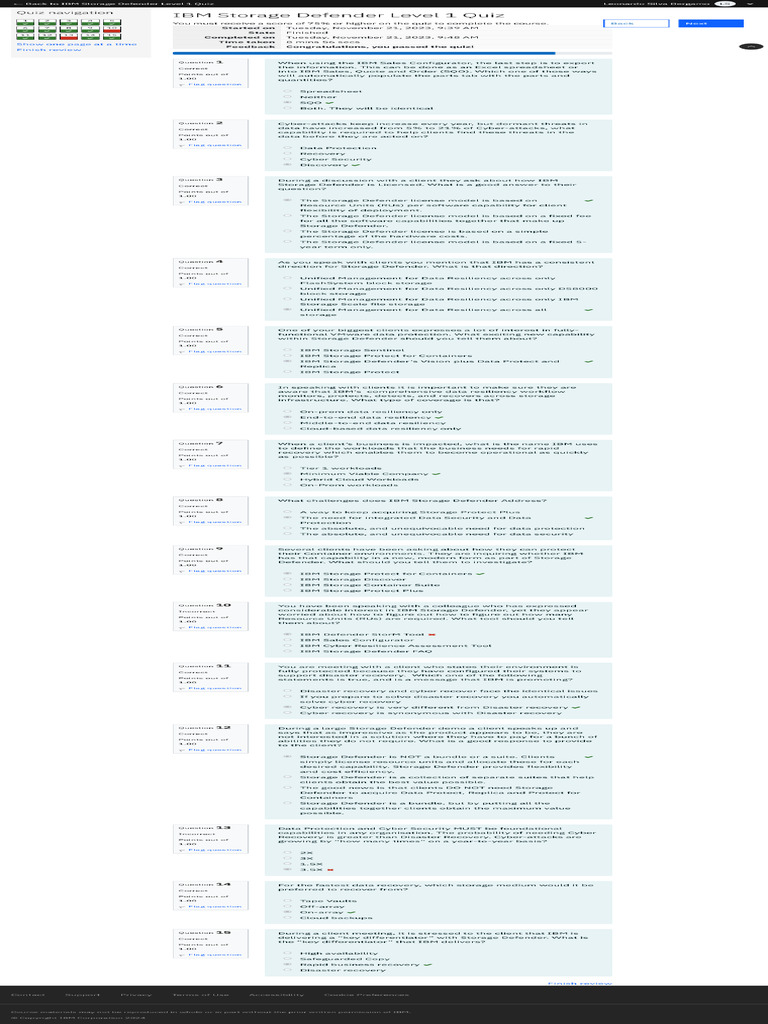 IBM Storage Defender Level 1 Quiz | PDF