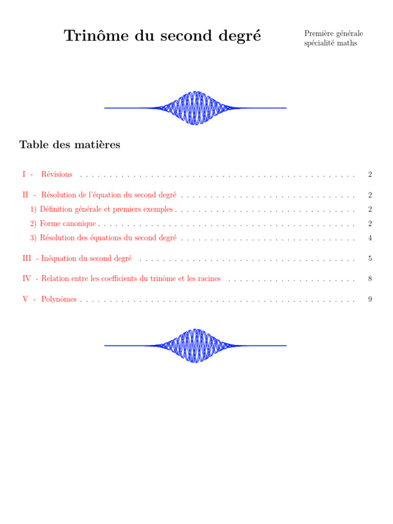 Cours 2nd Degre | PDF | Mathematics | Algebra