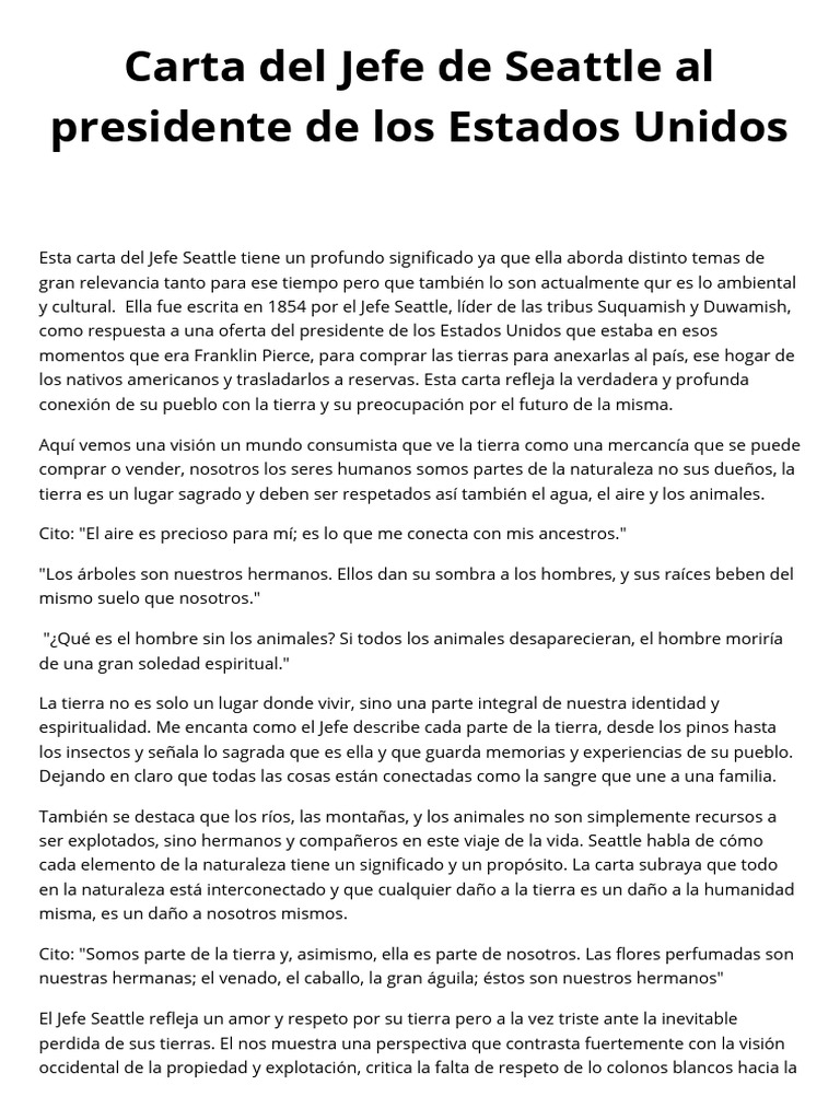 Legado Ambiental del Jefe Seattle | PDF | Sustentabilidad | Ciencias ...