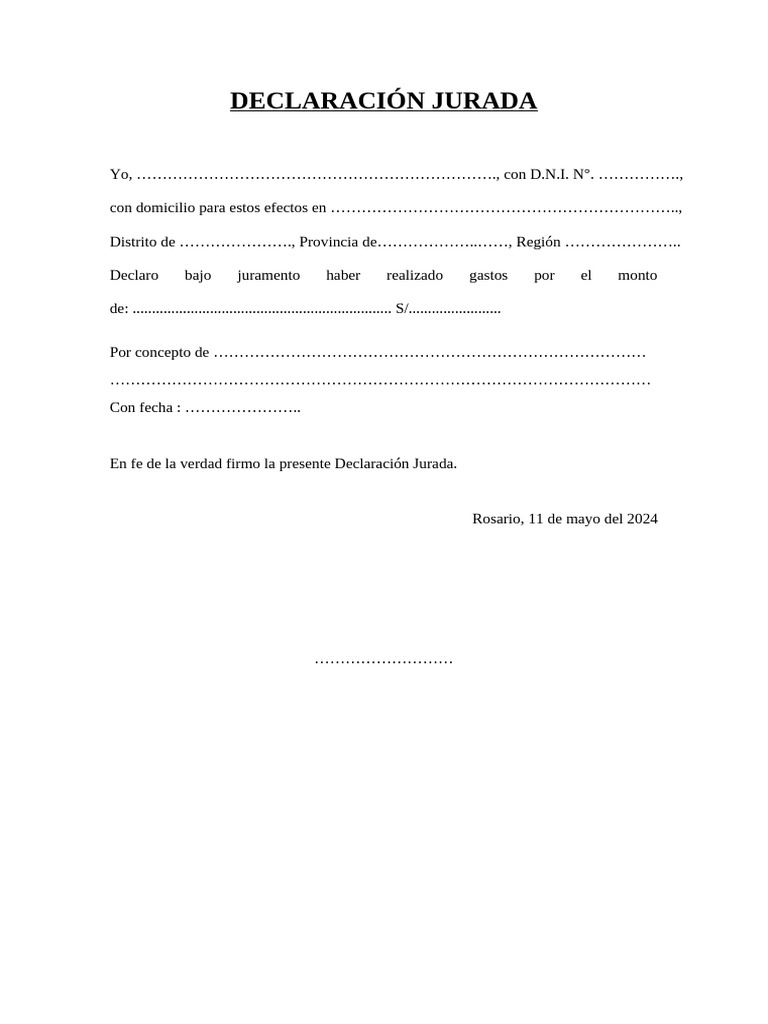 Declaración Jurada | PDF