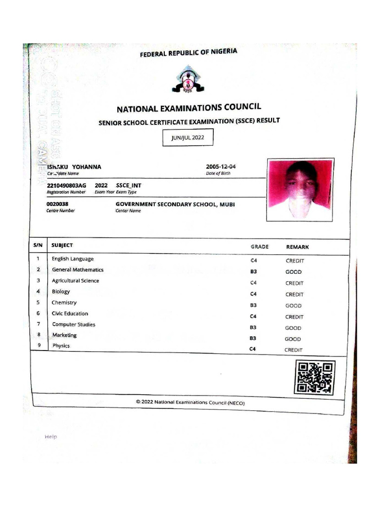 Neco Certificate | PDF