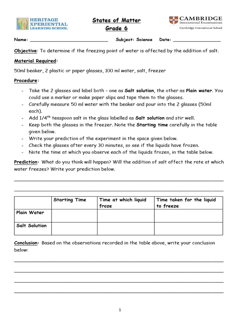 Freezing Point Experiment | PDF