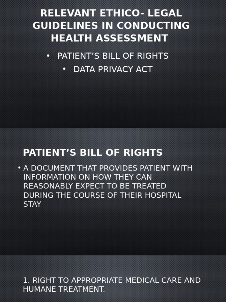 Relevant Ethico Legal Guidelines in Conducting Health Assessment | PDF